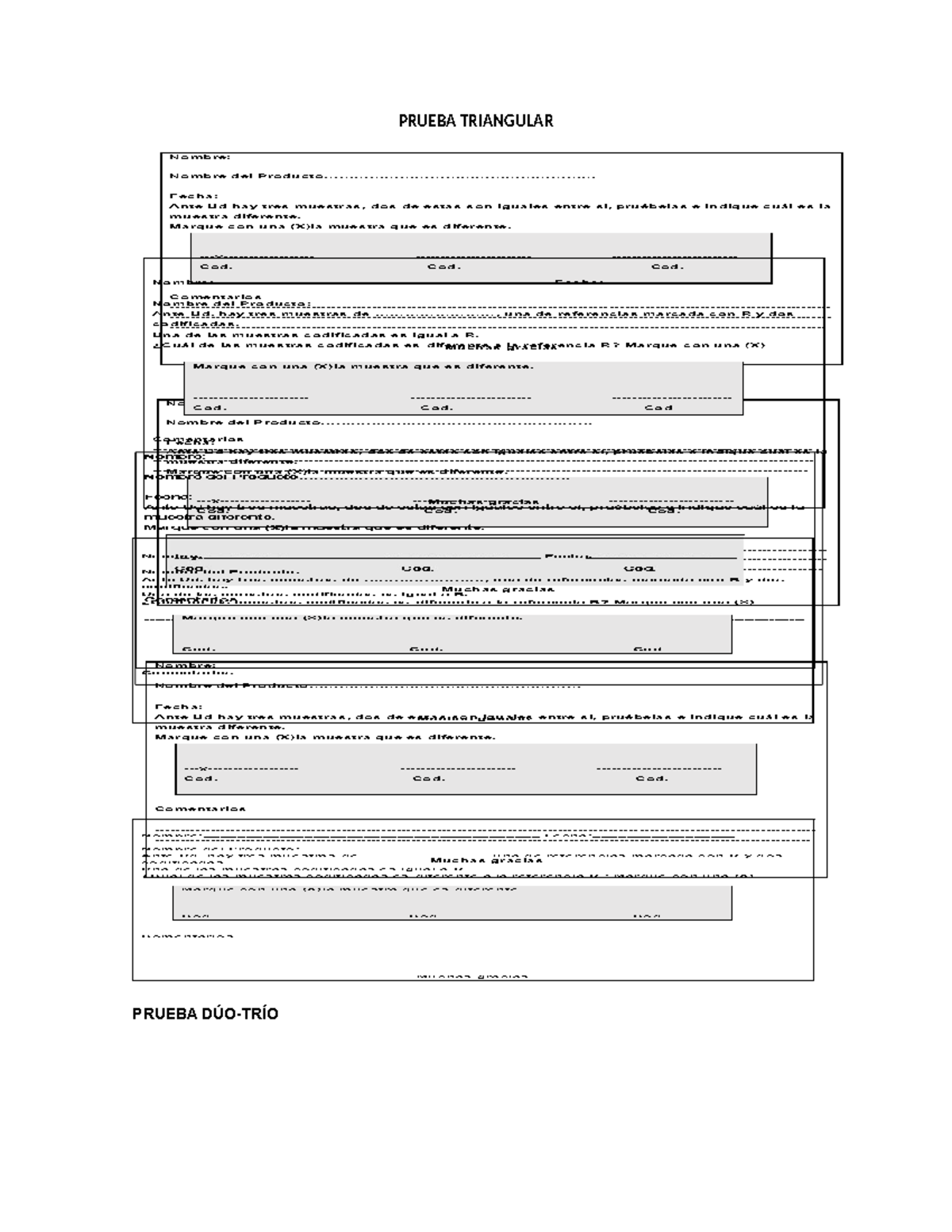 Fichas DE Escala - PRUEBA TRIANGULAR PRUEBA DÚO-TRÍO Nombre: Nombre del ...
