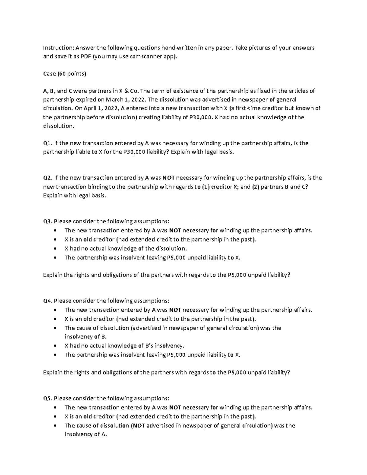 BLAW Chapter 3 - Assignment - Instruction: Answer the following questions hand-written in any ...