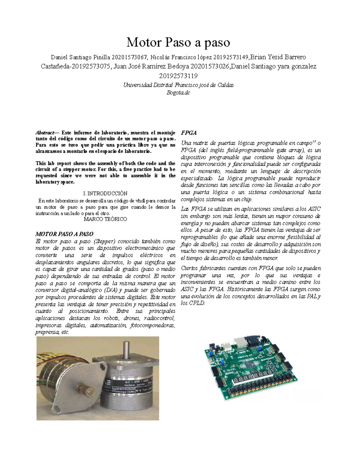Motor paso a paso - laboratorio - Motor Paso a paso Daniel Santiago ...
