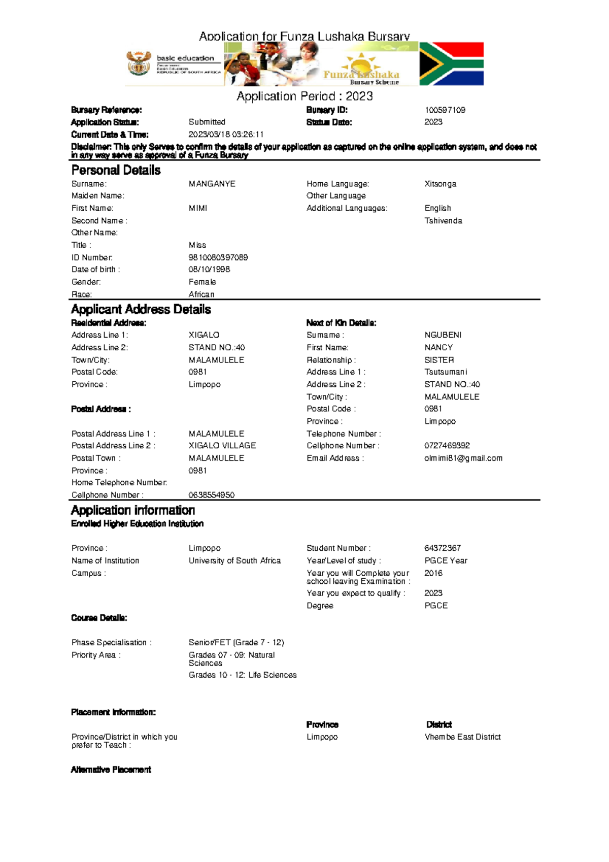 Flims Bursary Application - Application for Funza Lushaka Bursary ...