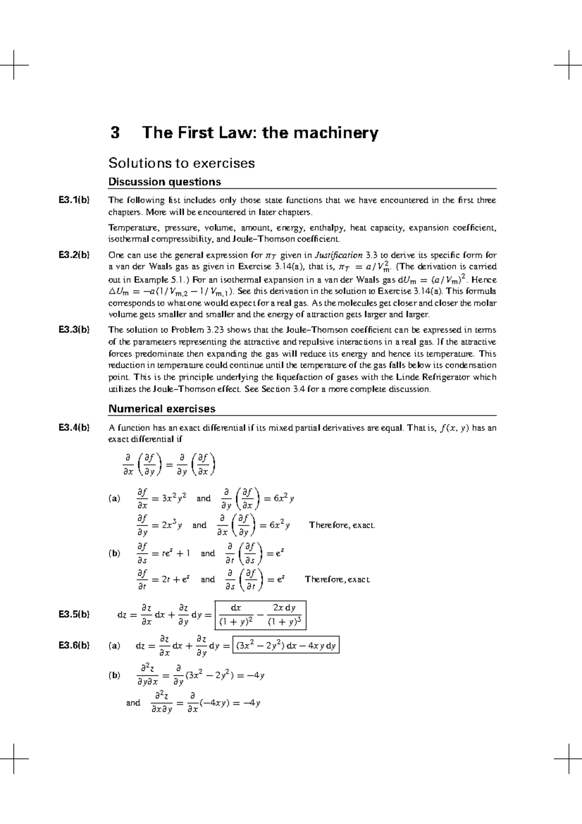 Chap03 - lectures - 3 The First Law: the machinery Solutions to ...