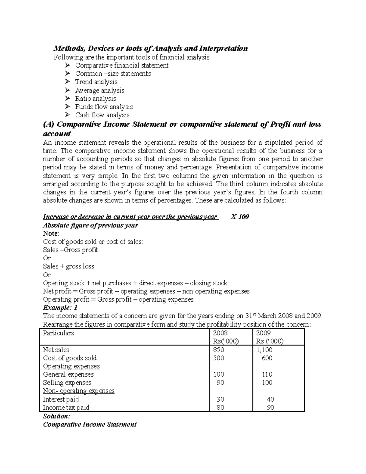 Financial statement analysis - Methods, Devices or tools of Analysis ...
