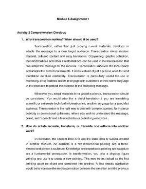 Art appreciation - Reflection paper - Preliminary Activities Why look ...