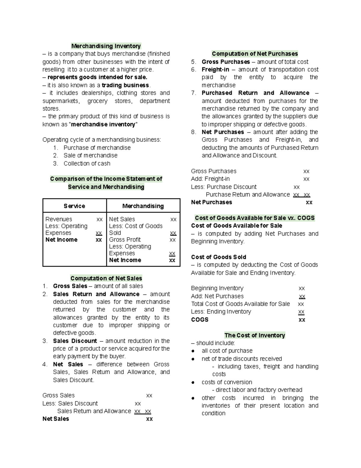 Merchandising - Book notes. - Merchandising Inventory is a company that ...