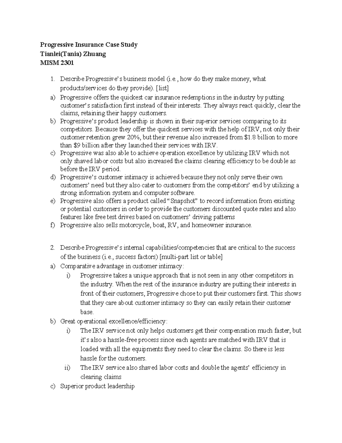 Progressive Insurance Case Study - Progressive Insurance Case Study ...