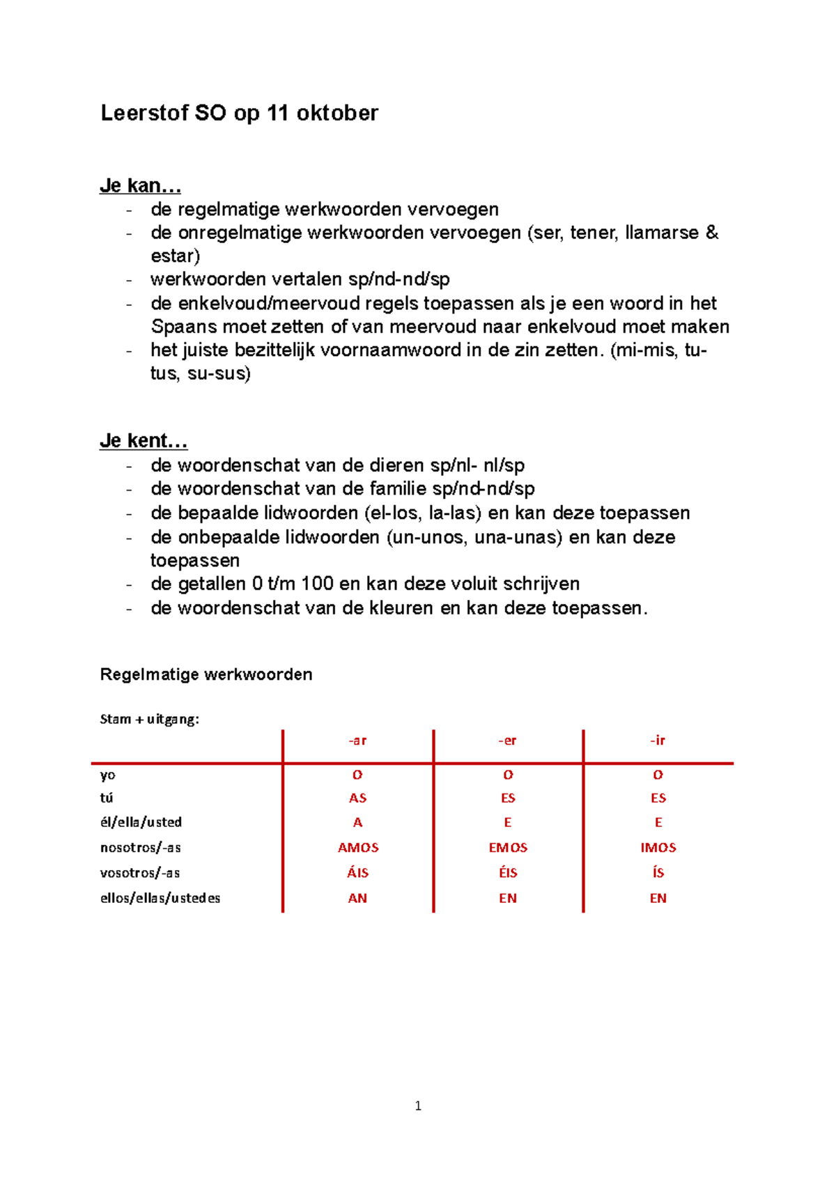 Leerstof SO 11 okt - noodzakelijk - Leerstof SO op 11 oktober Je kan ...