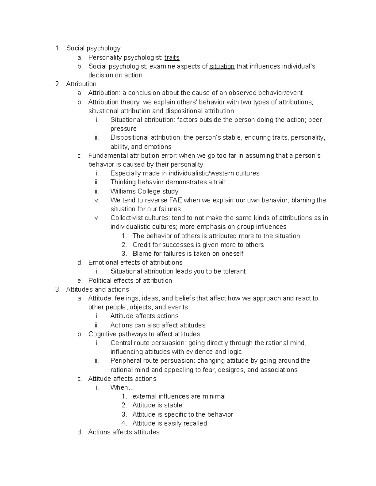 (psych final) #4 Social Psychology - Social psychology a. Personality ...