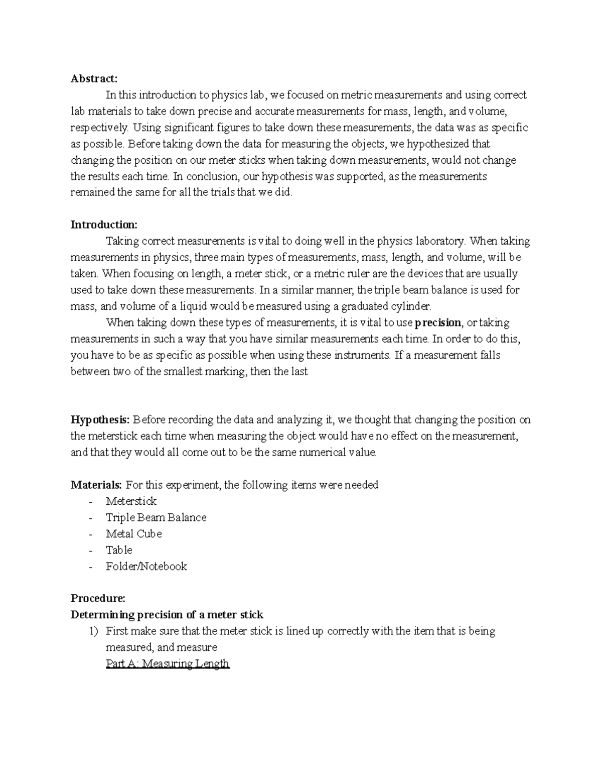 2020-physics 1(physics 110)-lab1 - Abstract: In this introduction to ...