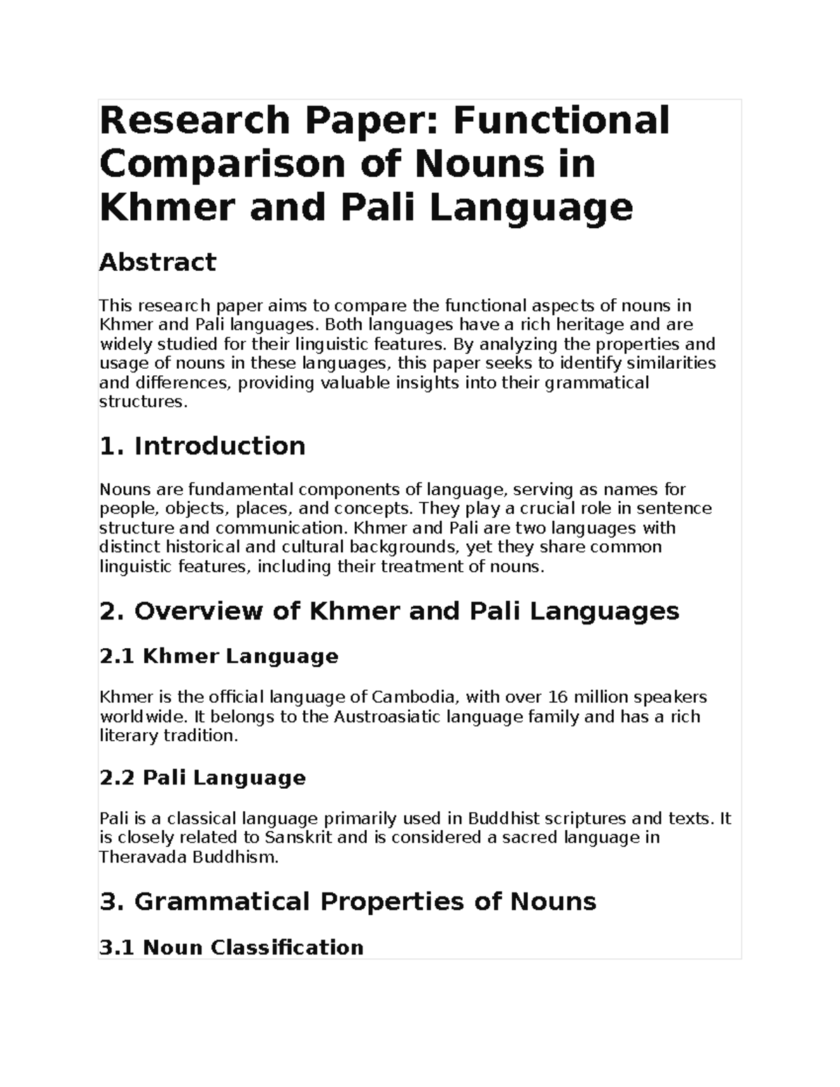 Research Paper- noun comparision - Research Paper: Functional ...