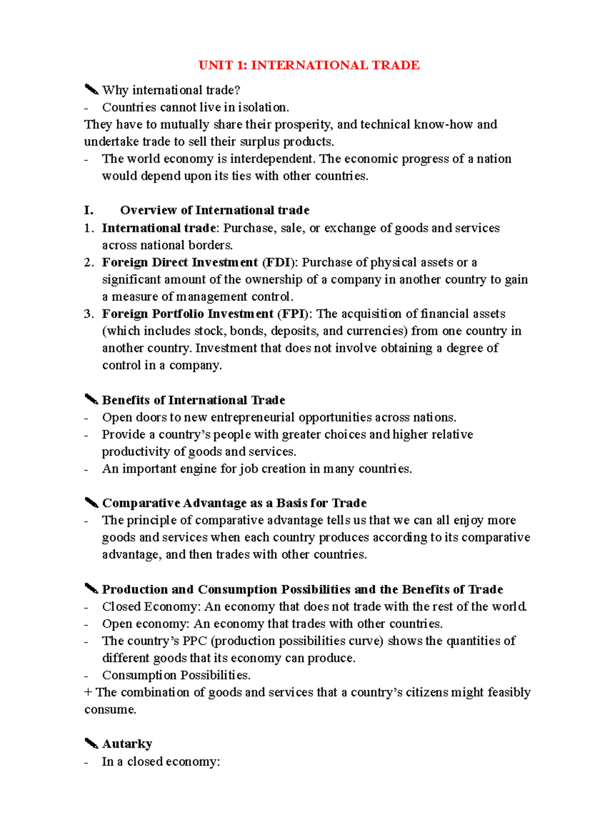 Tiếng anh chuyên ngành 1 - UNIT 1: INTERNATIONAL TRADE Why ...