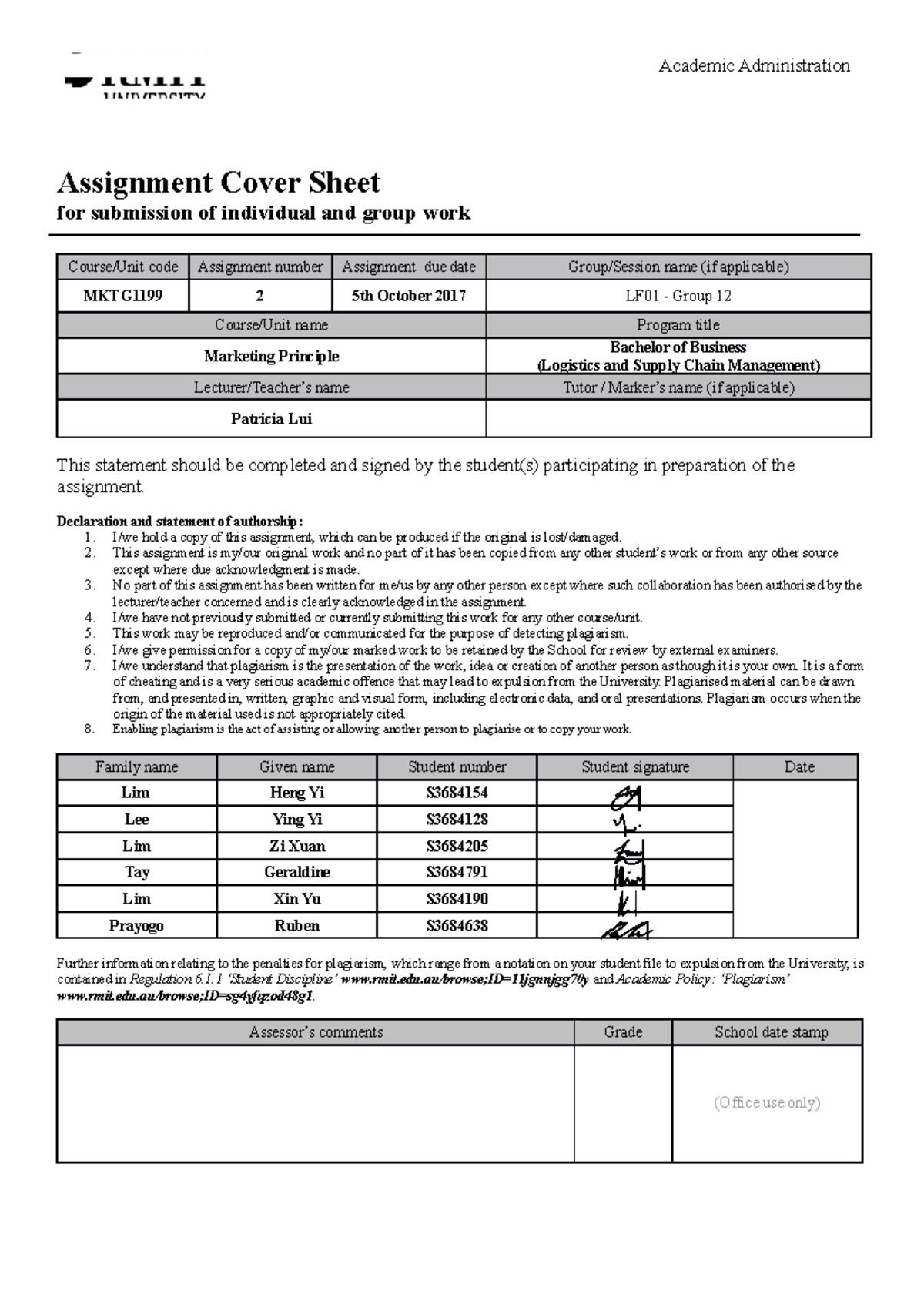Project with Feedback Adidas - Academic Administration Assignment Cover ...