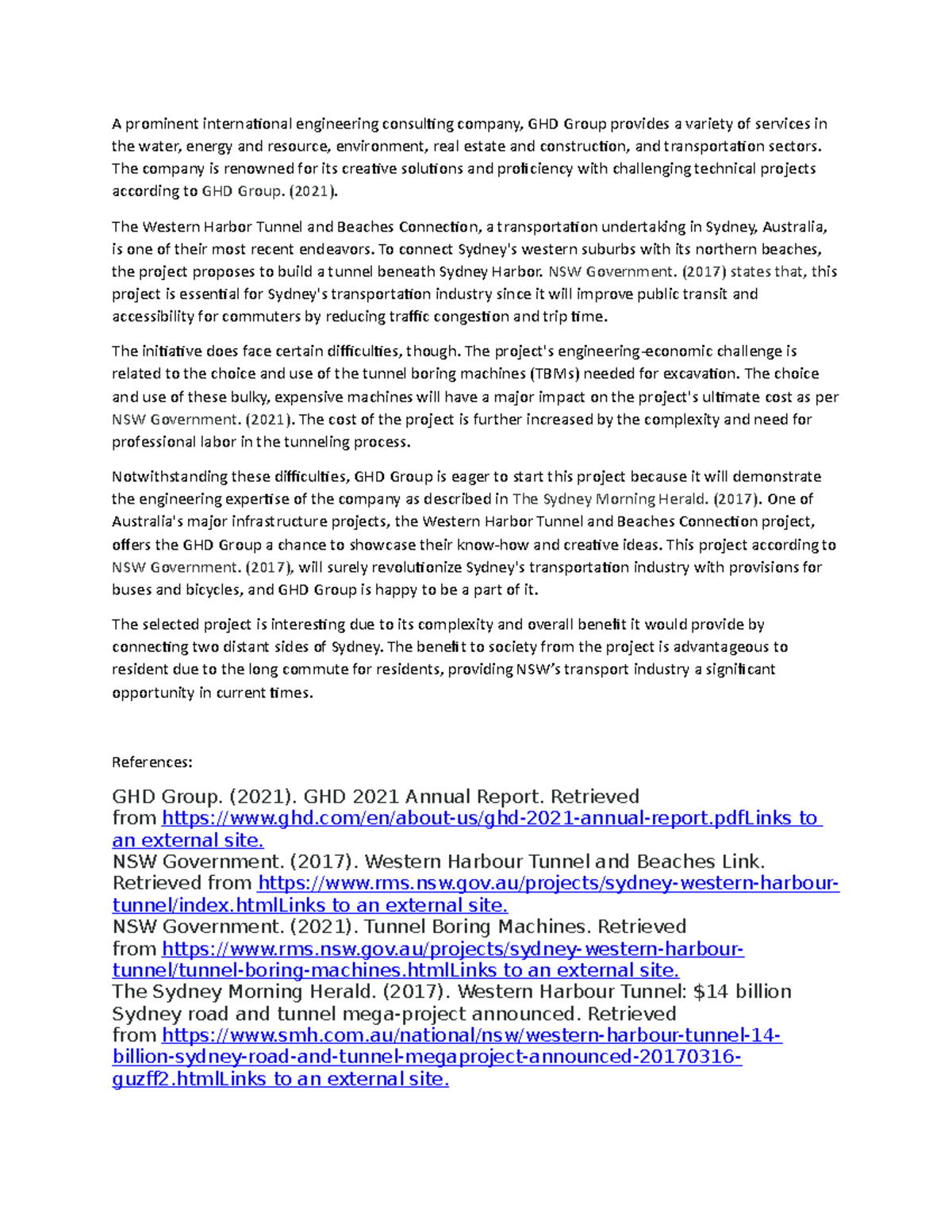 Economics and Finance piece - A prominent international engineering ...