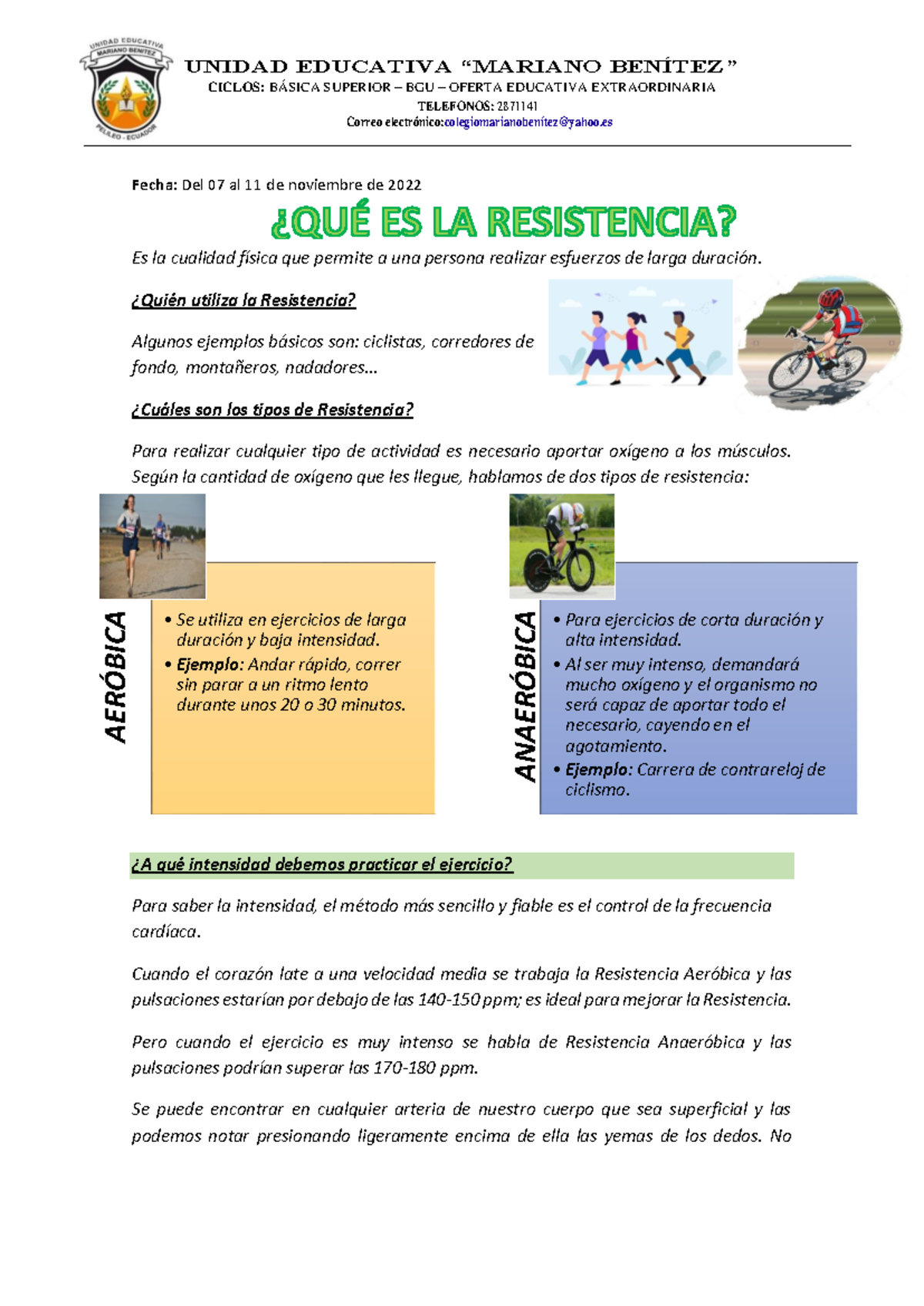 Actividades EEFF Primero BGU - CICLOS: BÁSICA SUPERIOR – BGU – OFERTA EDUCATIVA EXTRAORDINARIA ...