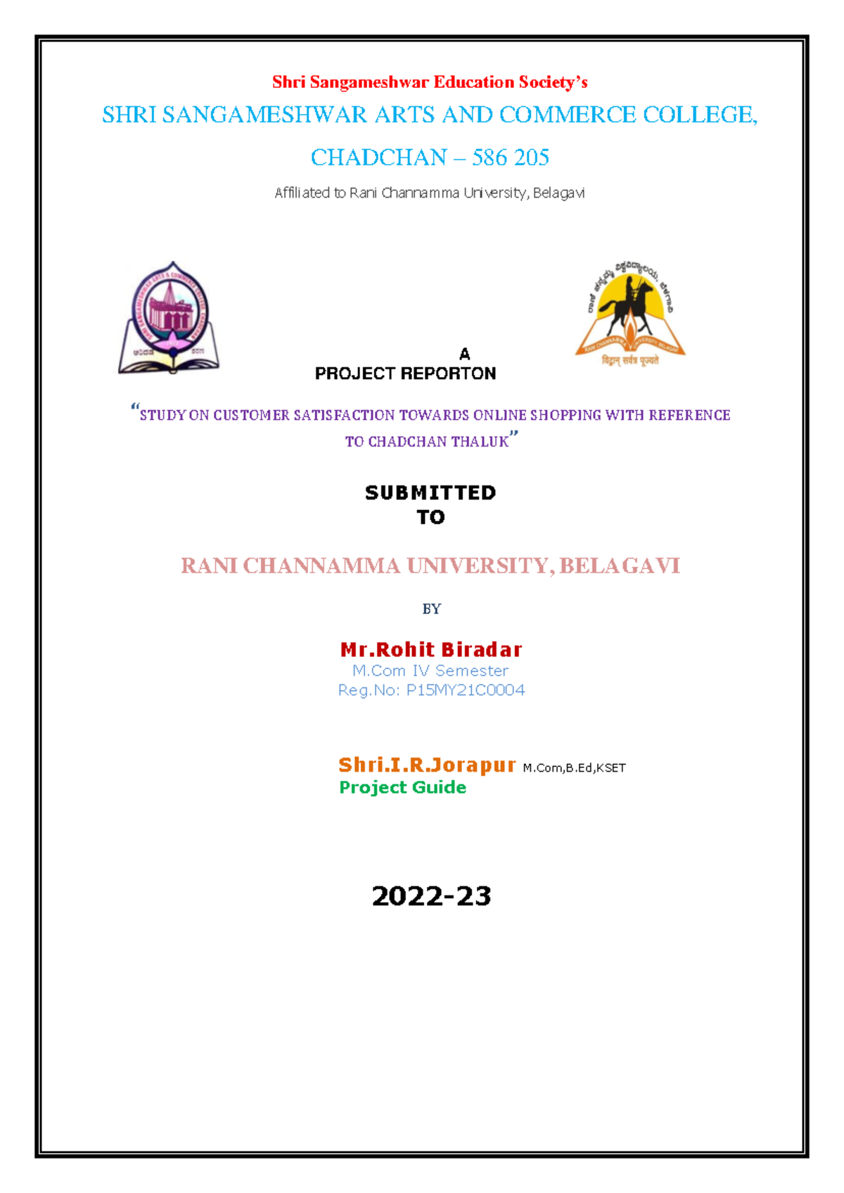 Rohit biradar project - adfadf - Shri Sangameshwar Education Society’s ...