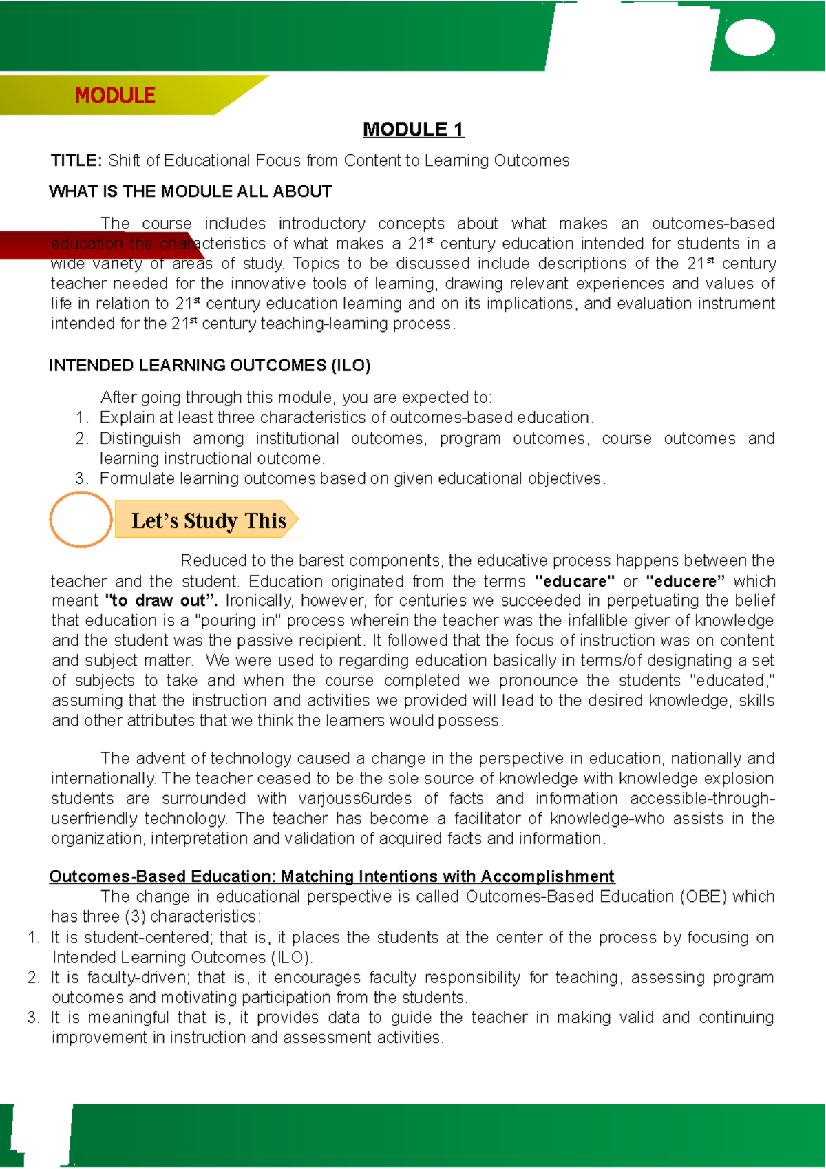 Module-1-in-assessment-of-learning-1 compress - MODULE MODULE 1 TITLE ...