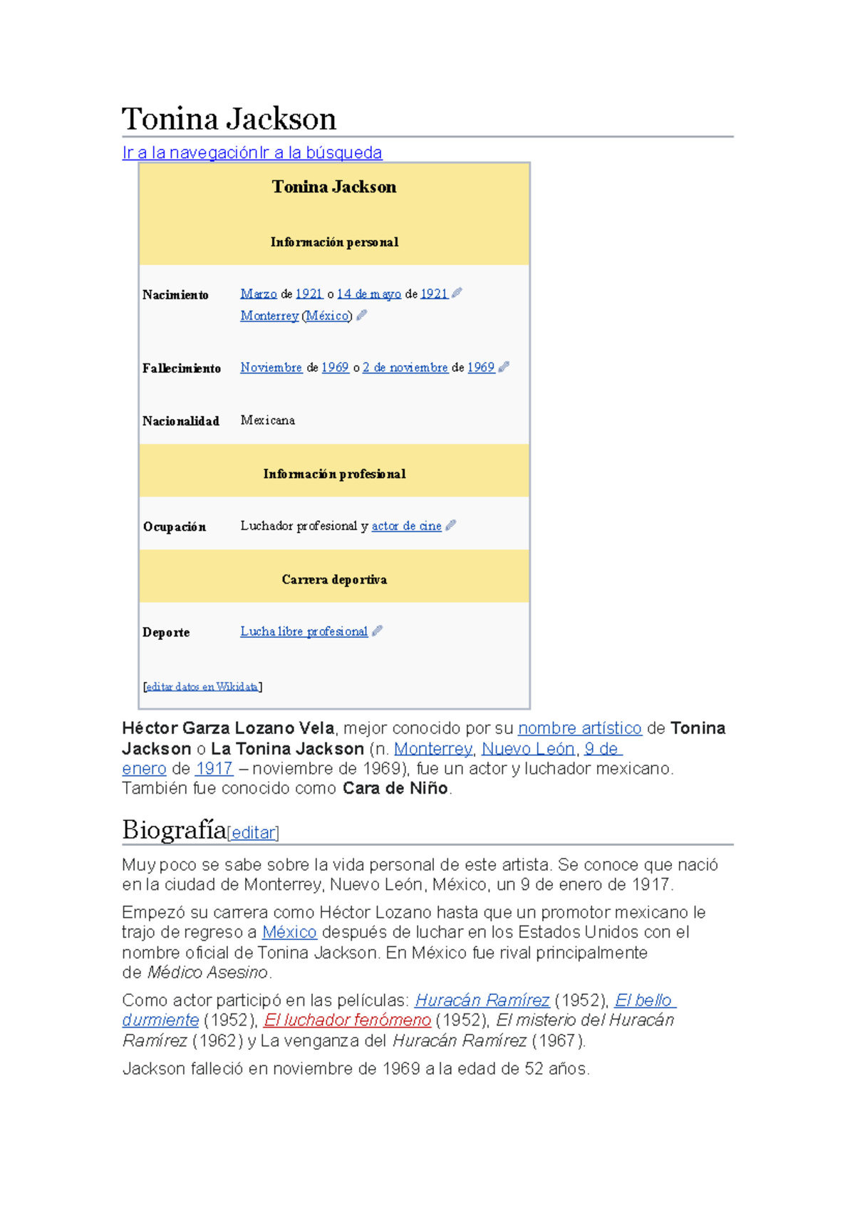 Tonina Jackson Héctor Garza Lozano Vela, mejor conocido por su nombre ...