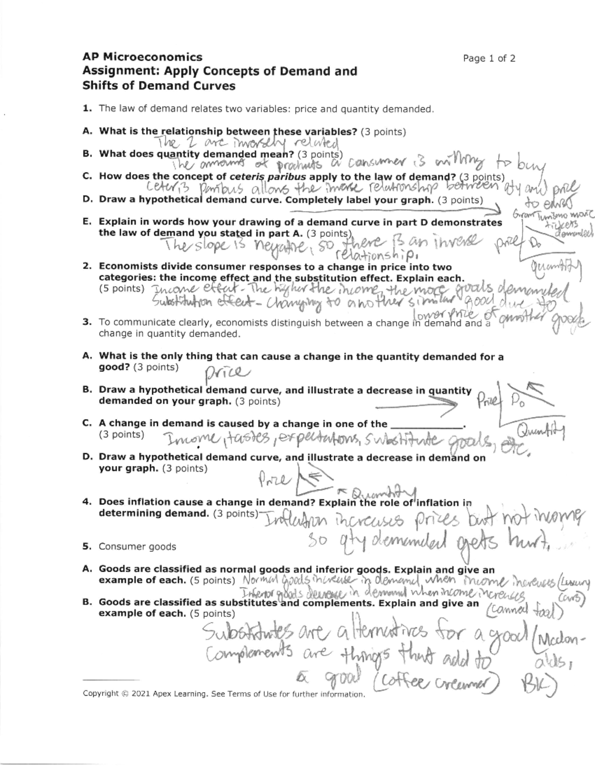 3.1.5 Practice Apply Concepts of Demand and Shifts of Demand Curves by ...