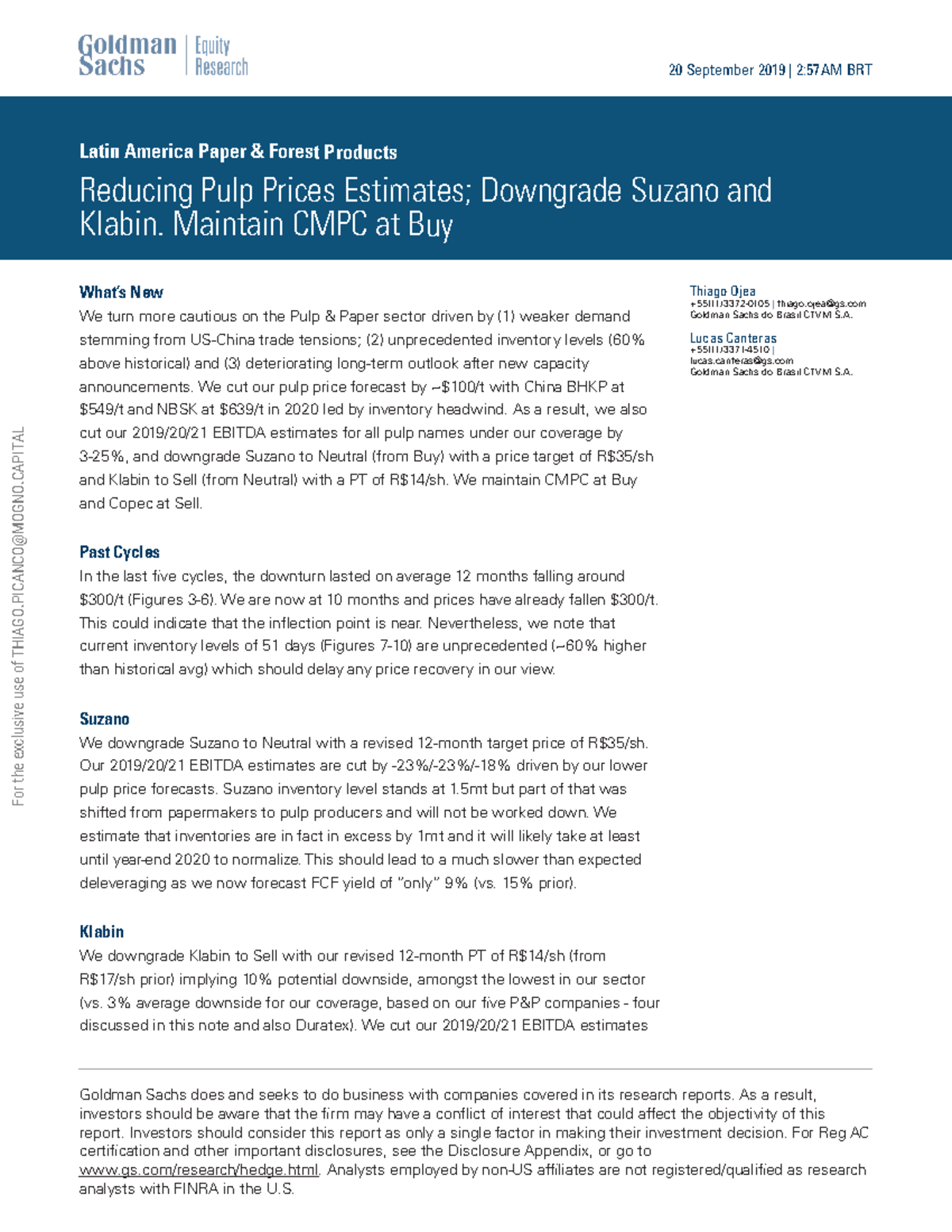 Latin America Paper & Forest Products Reducing Pulp Prices Estimates ...