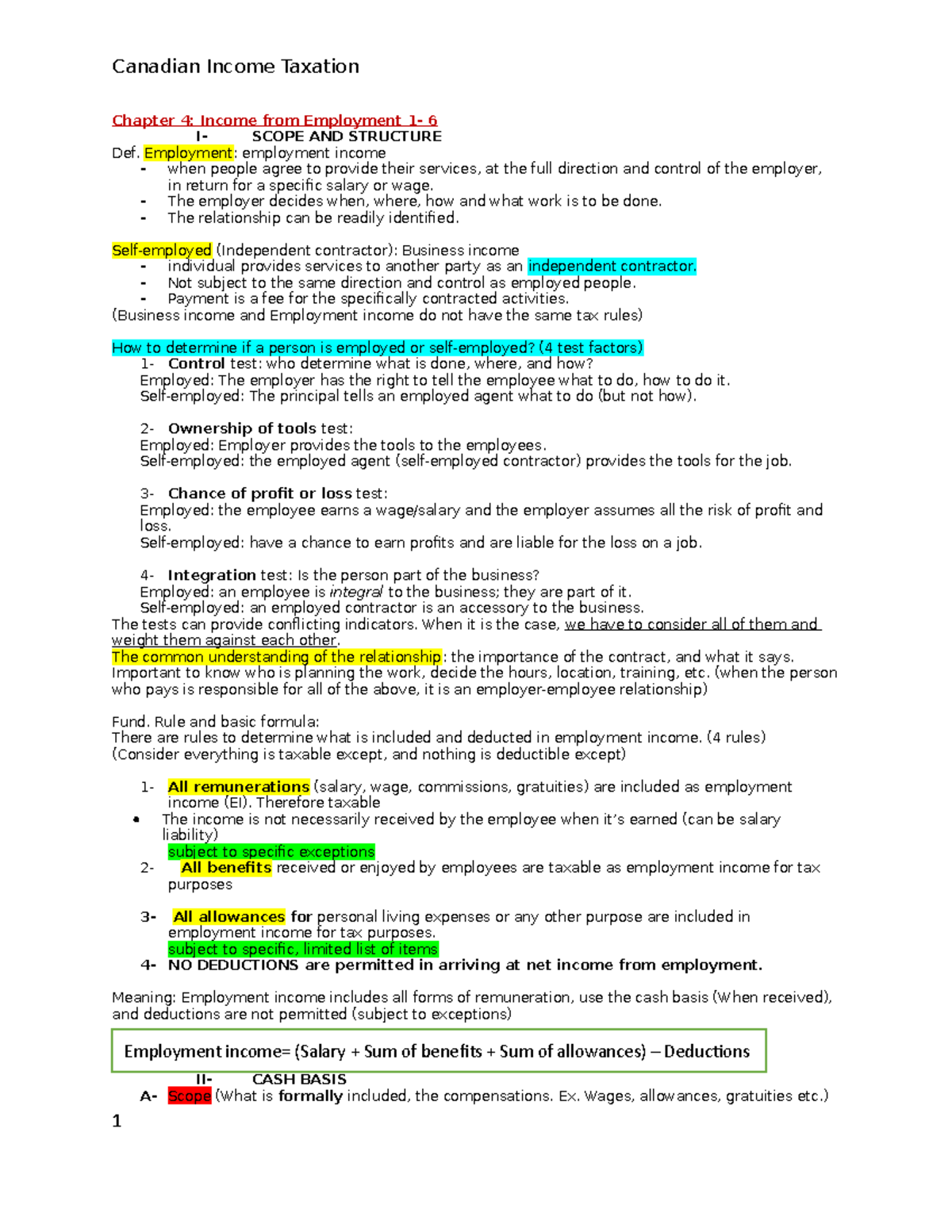 Tax Maeva - Chapter 4: Income from Employment 1- 6 I- SCOPE AND ...