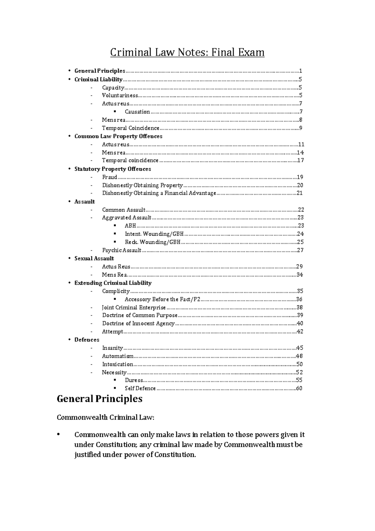 Crime notes - Criminal Law Notes: Final Exam General - Studocu