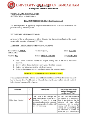 FS1- Learning Episode 2 - College of Teacher Education LEARNING EPISODE ...