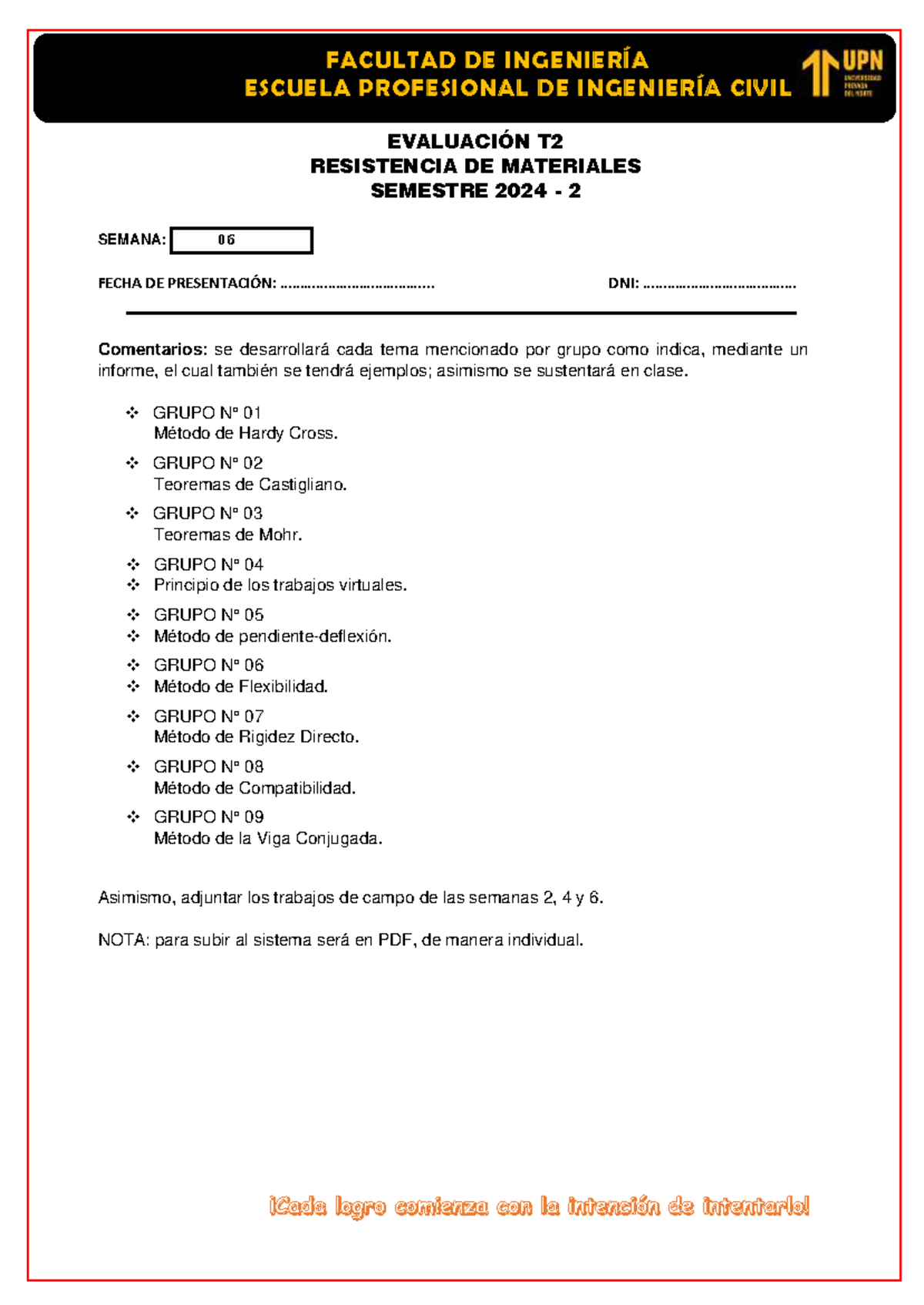 Evaluación T2 DE Resistencia DE Materiales - FACULTAD DE INGENIERÍA ESCUELA PROFESIONAL DE - Studocu