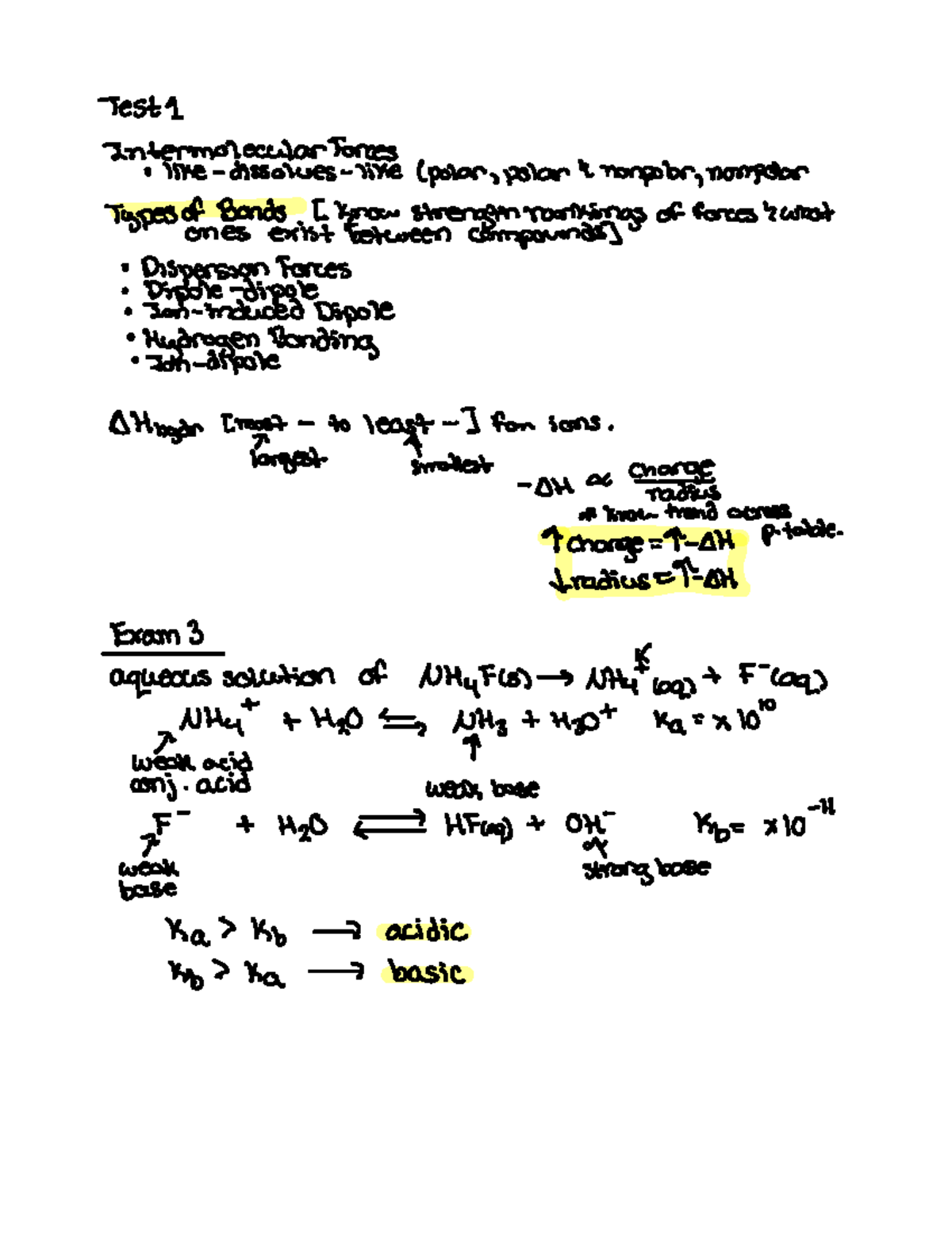 Gen Chem Test 1 Practice Work - Test 4 Intermolecular Forces time ...