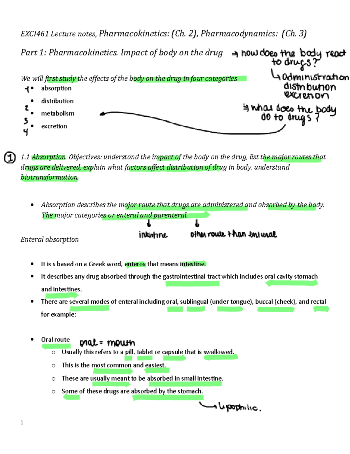 Chapter 2 3 notes Pharmacokinetics pharmacodynamics revised part 1 ...