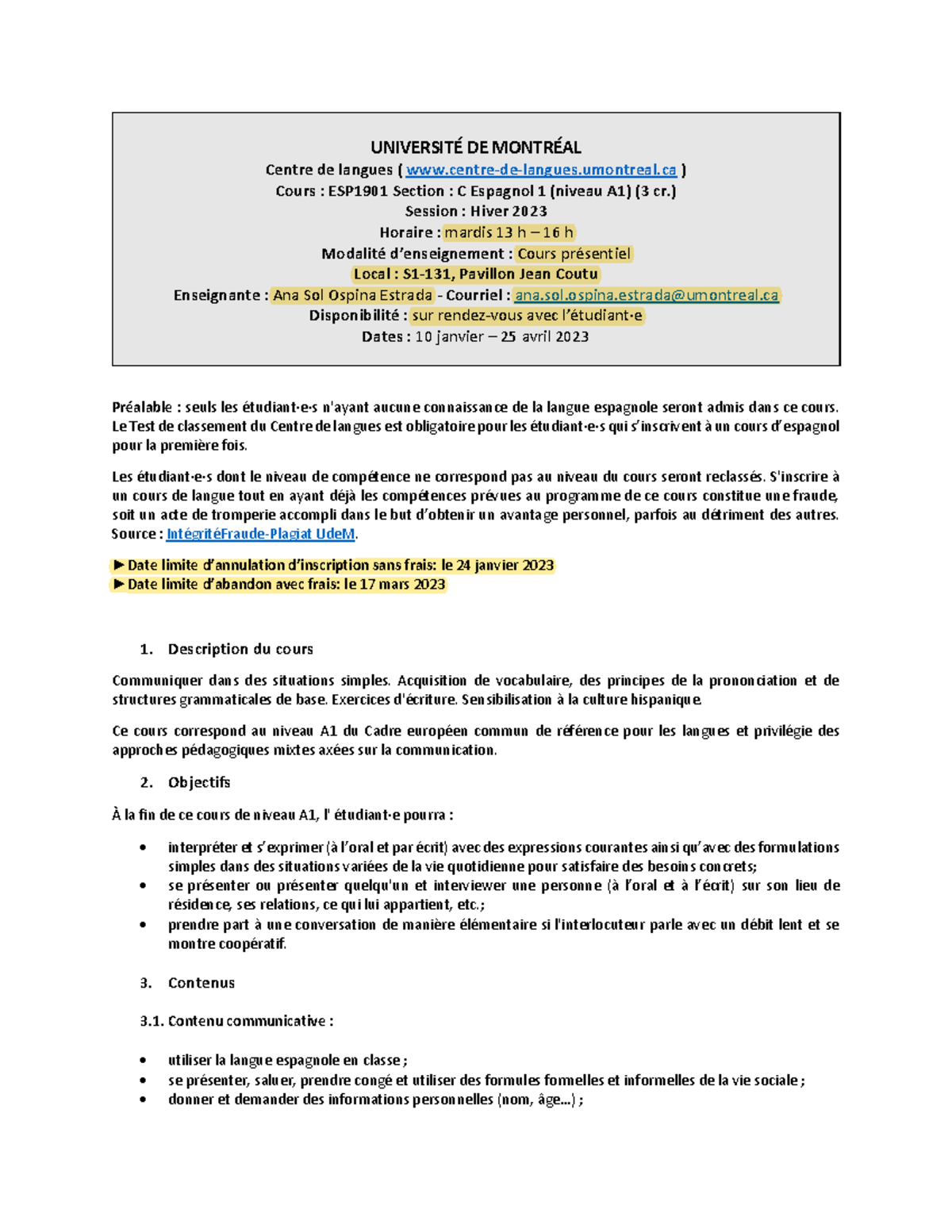 Plan de cours - ESP1901 Ana Sol OEstrada - UNIVERSITÉ DE MONTRÉAL ...
