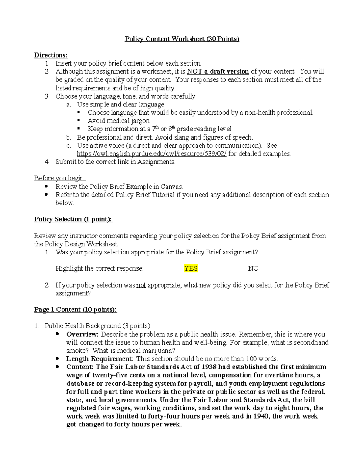 Policy Content Worksheet - Julian Hermanson(2) - Policy Content ...