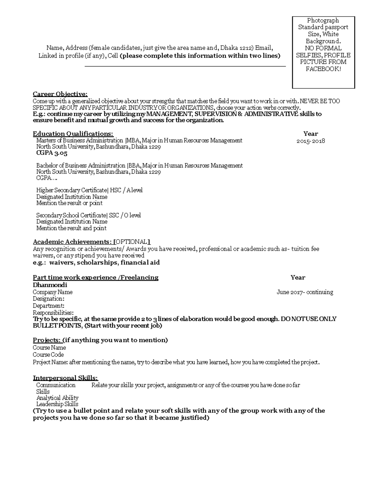 Sample CV SBE Version 4 - eng - Name, Address (female candidates, just ...