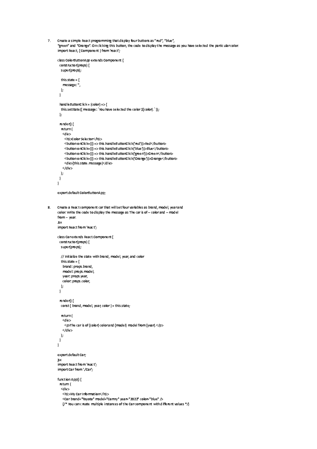 Wc Wc Code For React Create A Simple React Programming That Display Four Buttons As Red