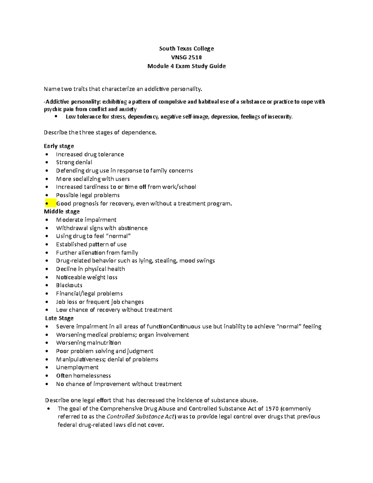 Exam 4 SG - exam lec notes - South Texas College VNSG 2510 Module 4 ...