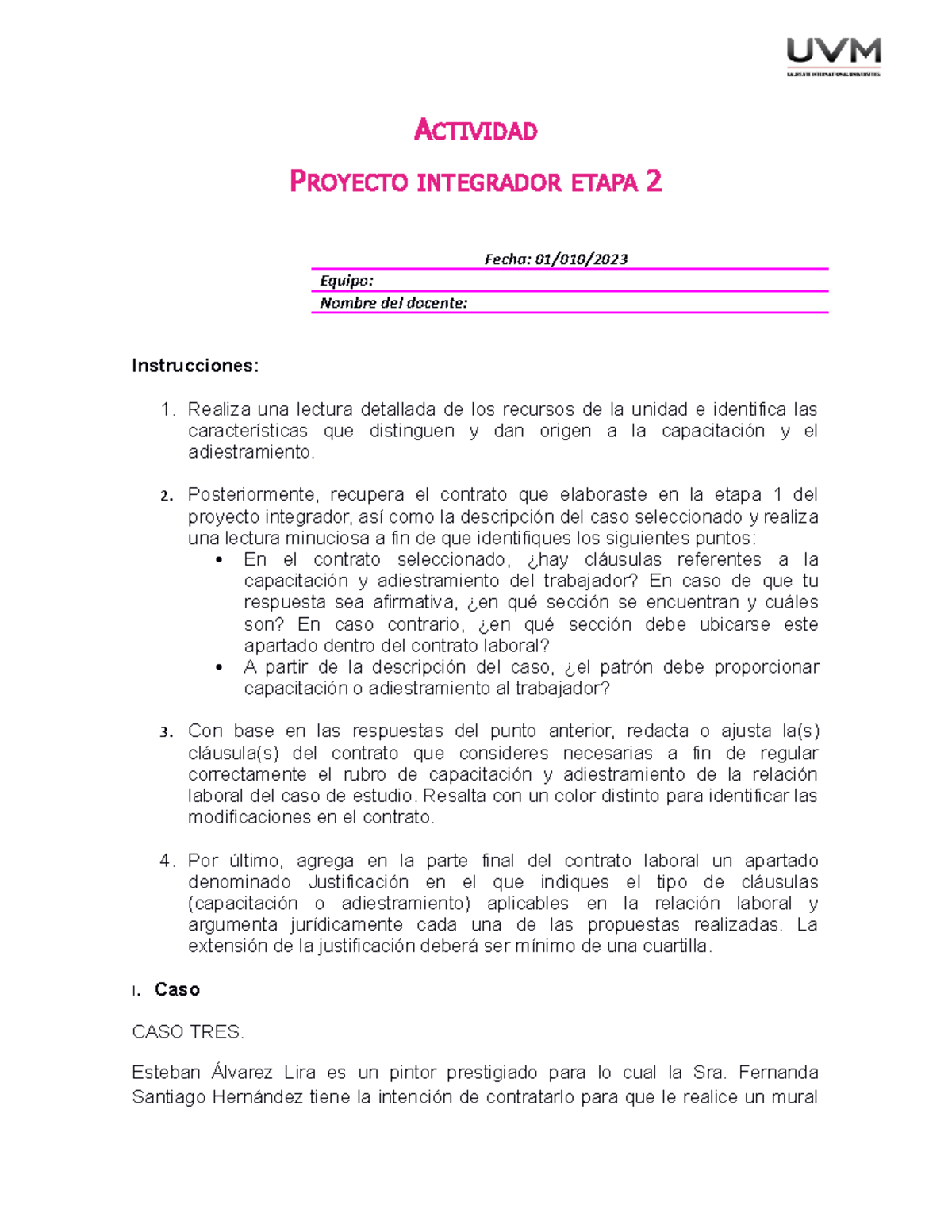 Actividad Proyecto Integrador FASE 2 Derecho DEL Trabajo - ACTIVIDAD PROYECTO INTEGRADOR ETAPA 2 ...
