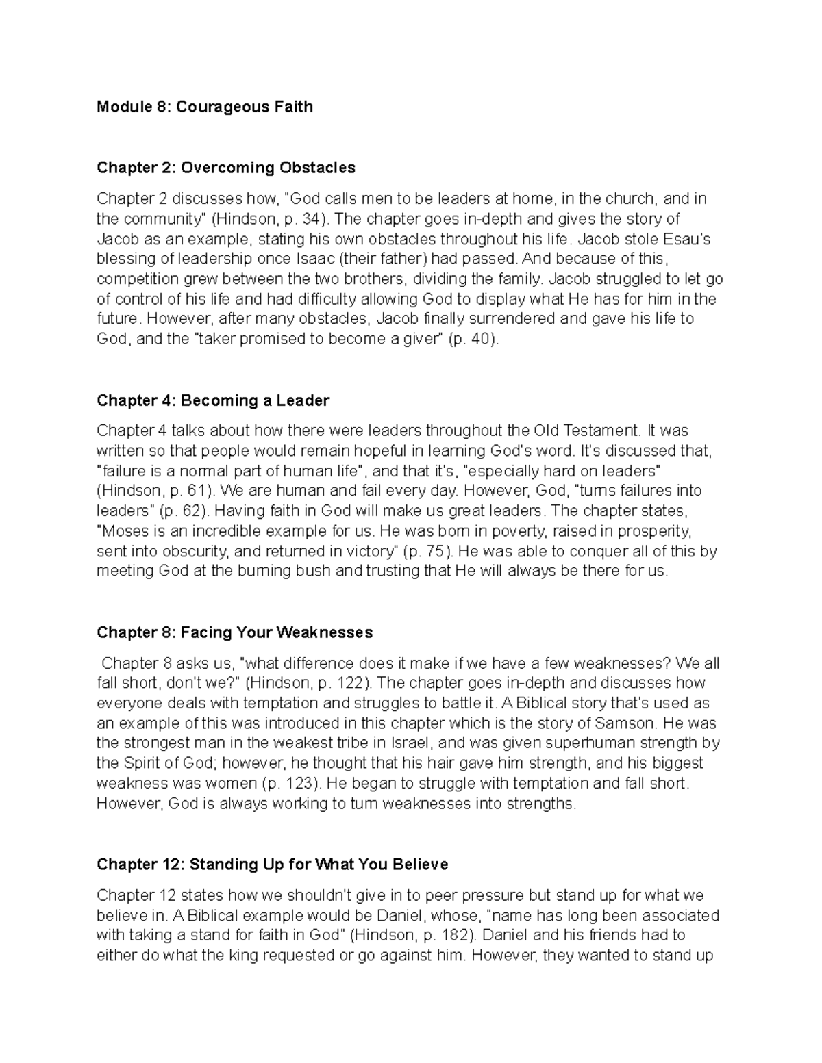 BIBL Discussion Week 8 - Module 8: Courageous Faith Chapter 2: Overcoming Obstacles Chapter 2 ...