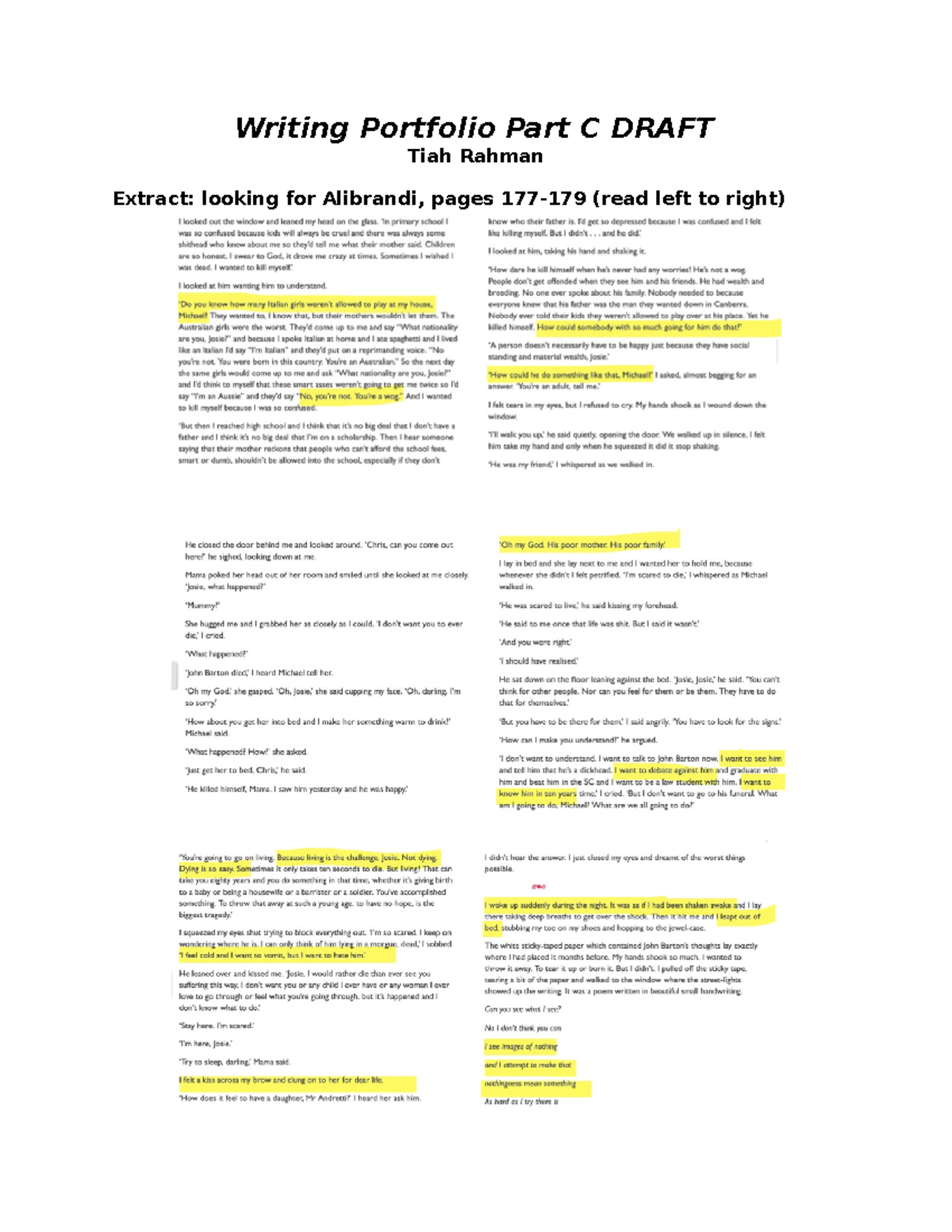 Part c draft - Module C - the craft of writing - Writing Portfolio Part ...