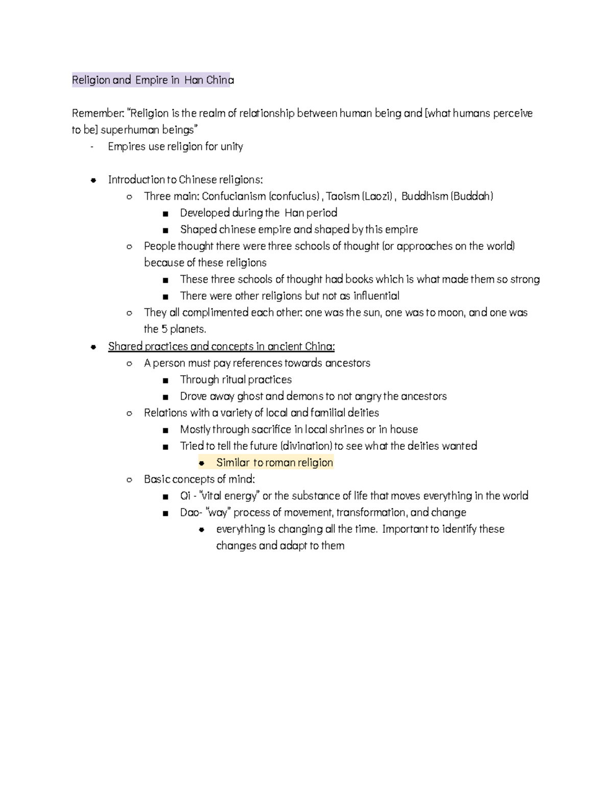 The Empire of Han China - MMW 12 Lecture Notes - Religion and Empire in ...