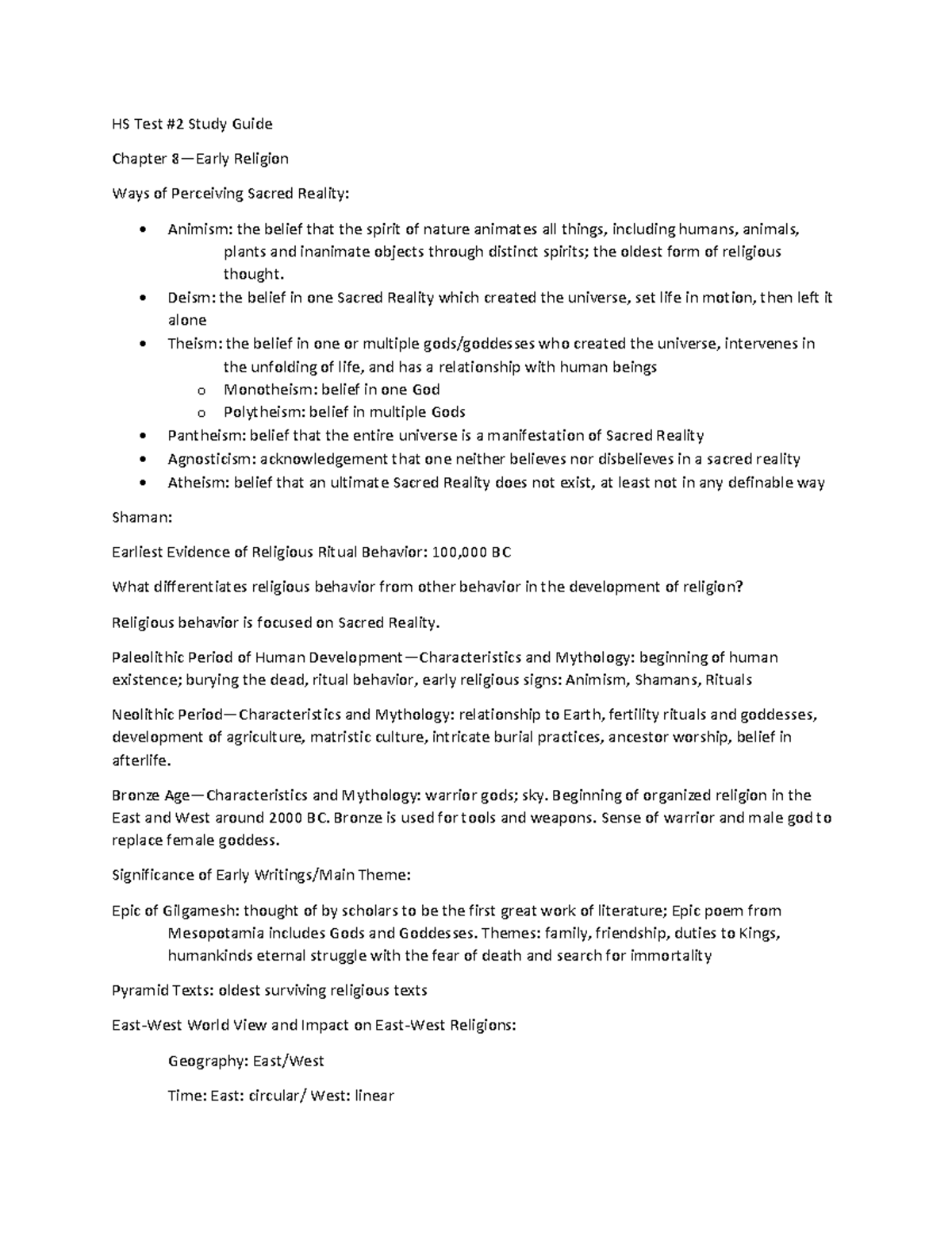 Human Spirituality Study Guide 2 - HS Test #2 Study Guide Chapter 8 ...