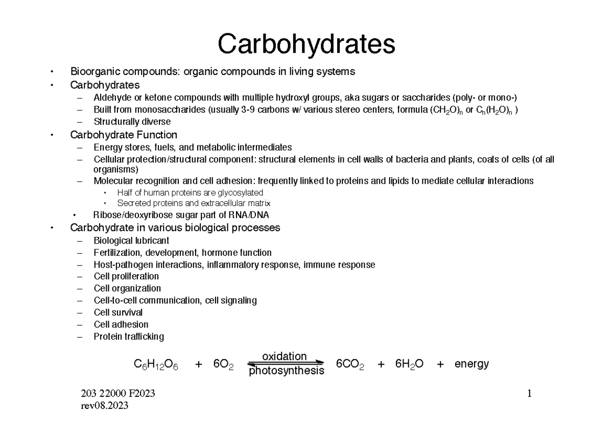 01 Carbohydrates - biochemistry - Carbohydrates Bioorganic compounds ...
