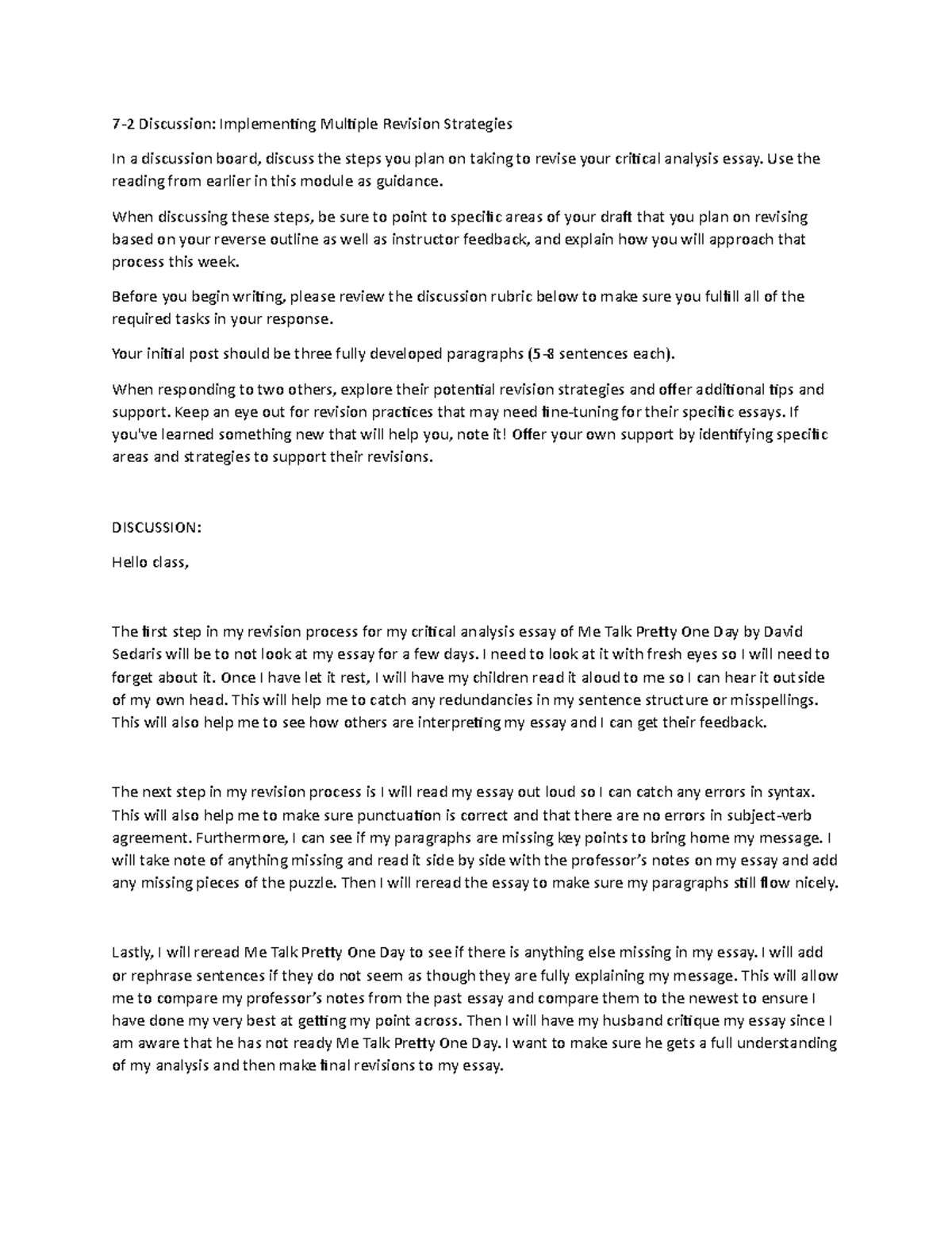 7-2 Discussion Implementing Multiple Revision Strategies - Use the ...