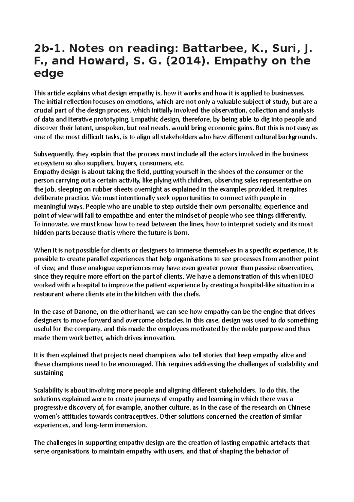 Notes reading 3 - empathy on the edge - 2b-1. Notes on reading ...