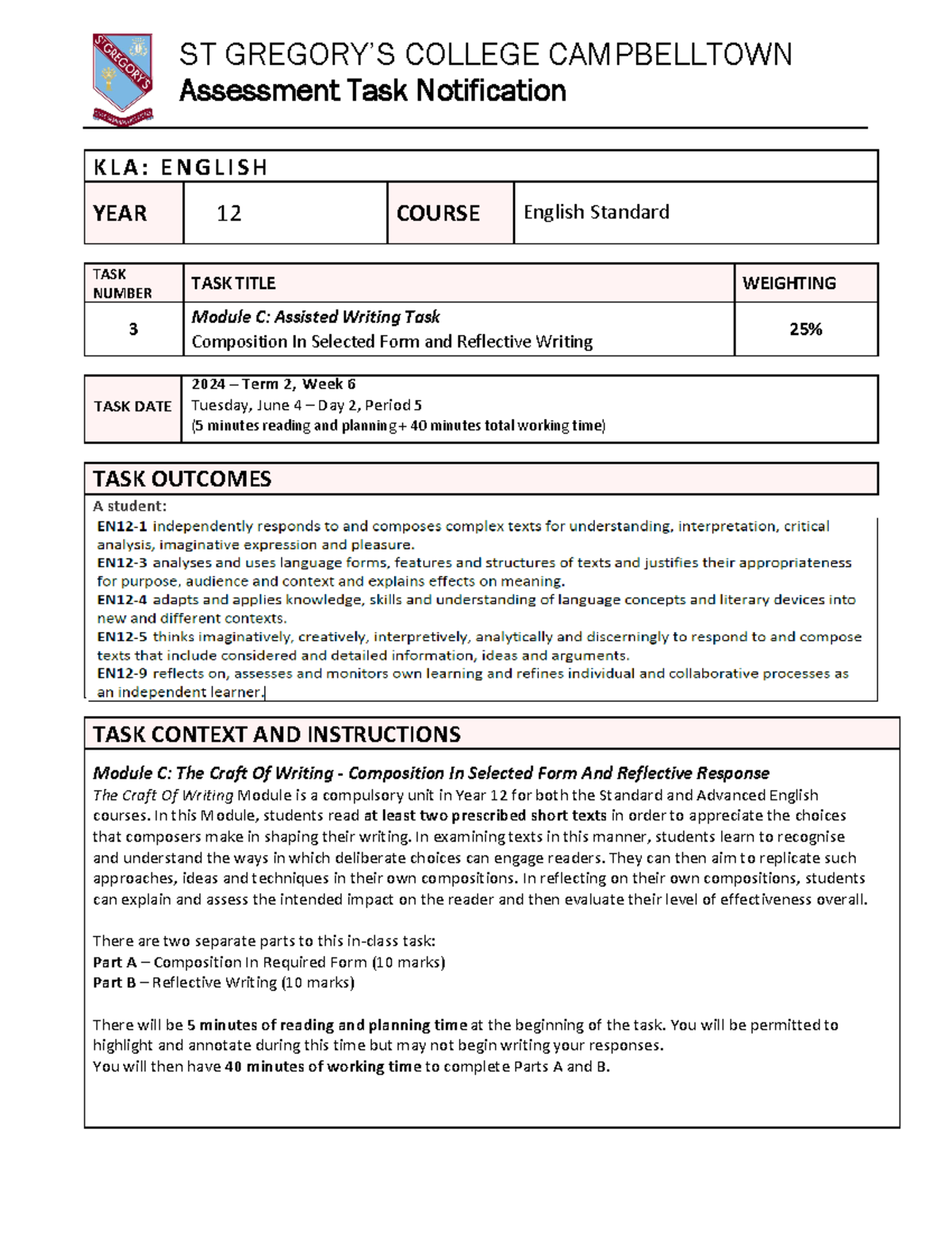 12 Stand Eng - Task 3 Notification (2024) - Assessment Task ...