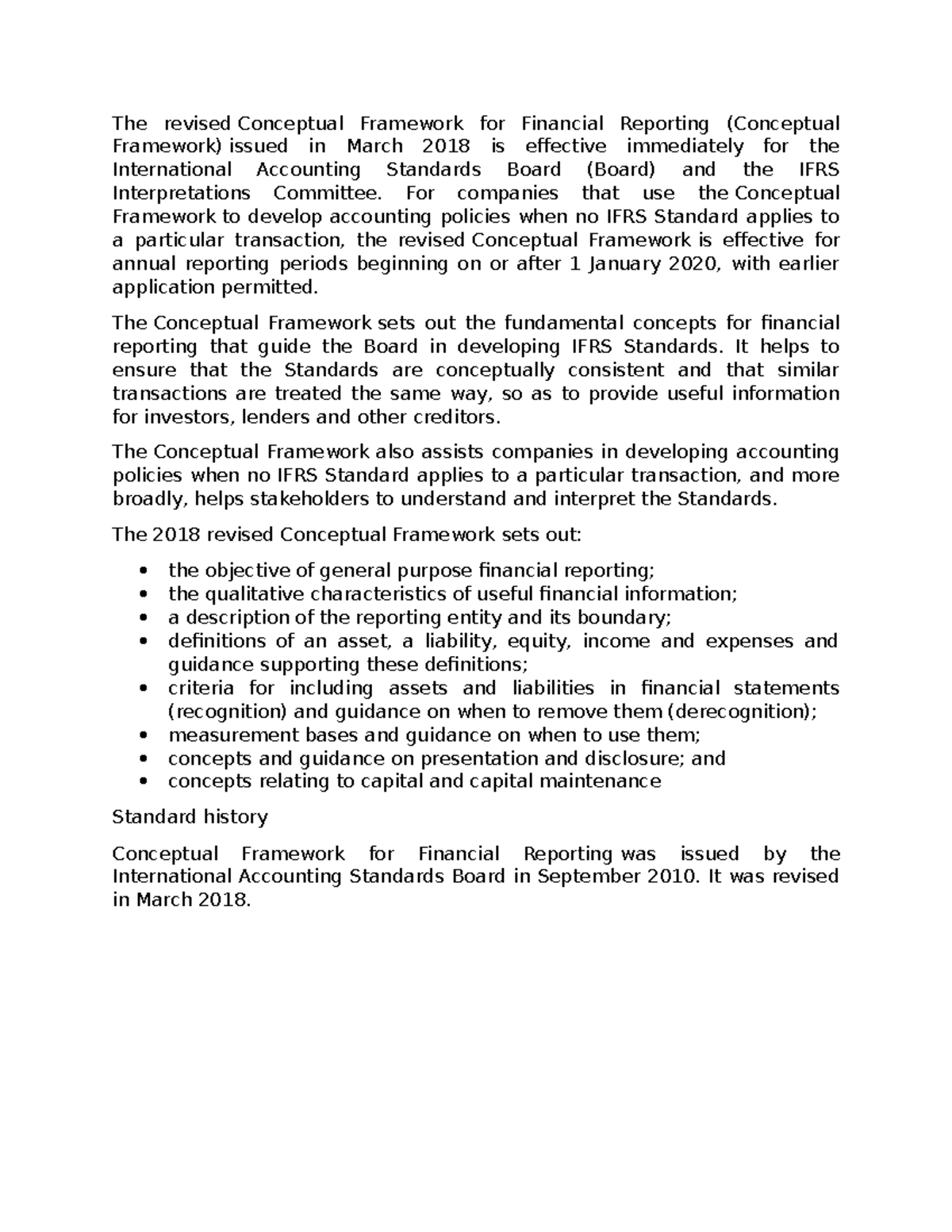 Revised Conceptual Framework readings for lecture - The revised ...