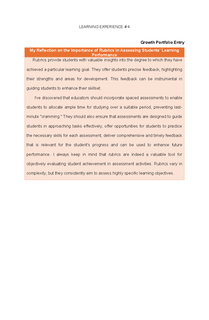 Learning Experience #2 - LEARNING EXPERIENCE Write your experiences of ...