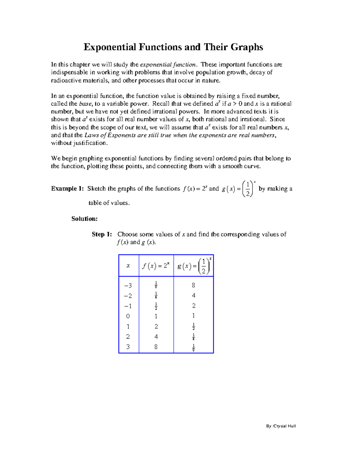 Math1314-exponential-functions - Exponential Functions and Their Graphs ...
