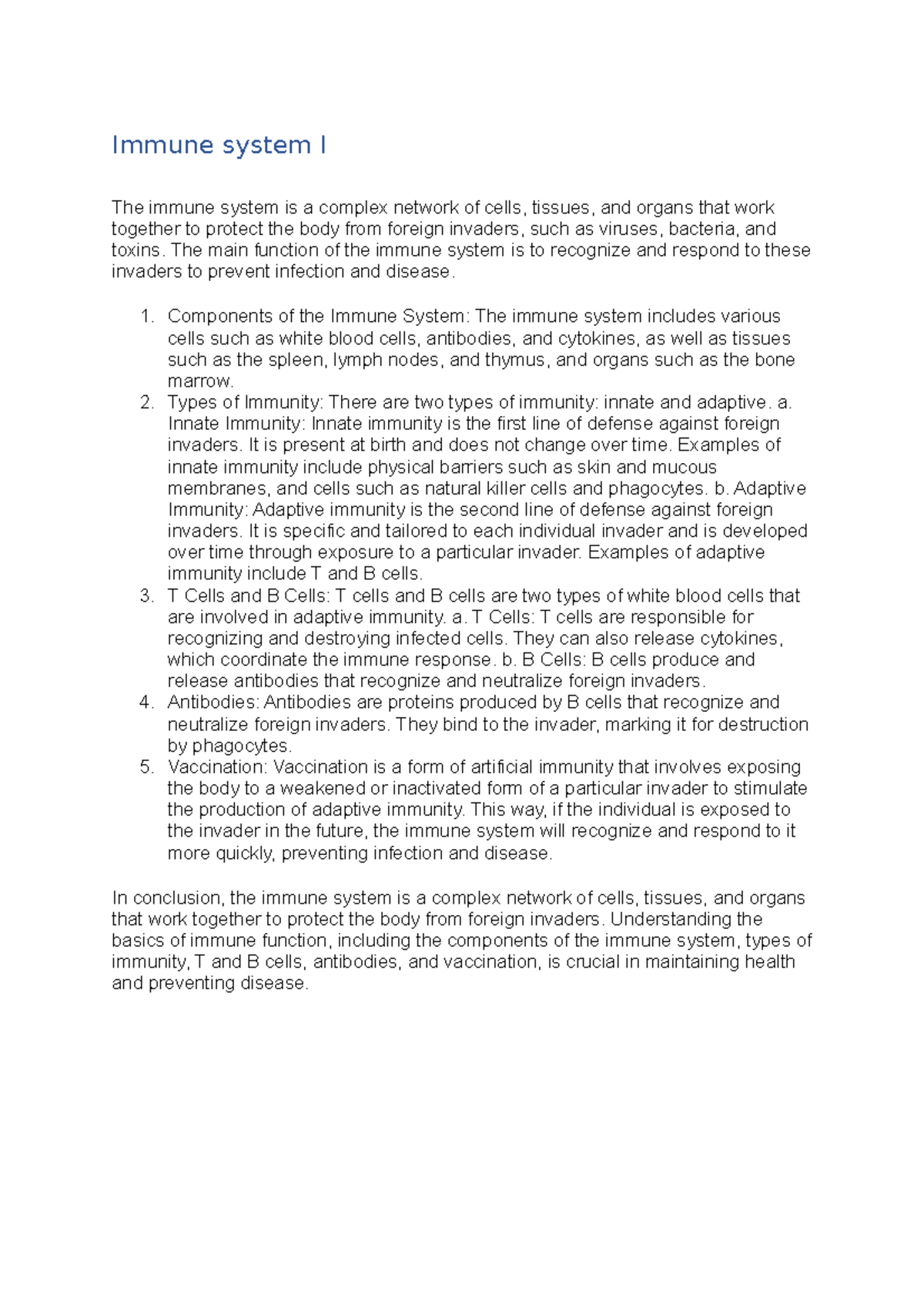 IMED1004-IMsystem I - Detailed lecture notes on the Immune system ...