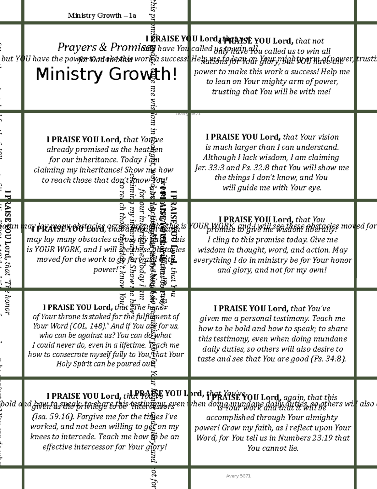 RR 6 - Promises - Ministry Growth 1a - I PRAISE YOU Lord, that You’ve ...