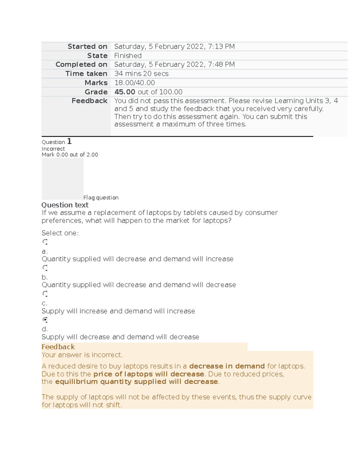 Attempt 1 - Assessment 2 - Started on Saturday, 5 February 2022, 7:13 ...