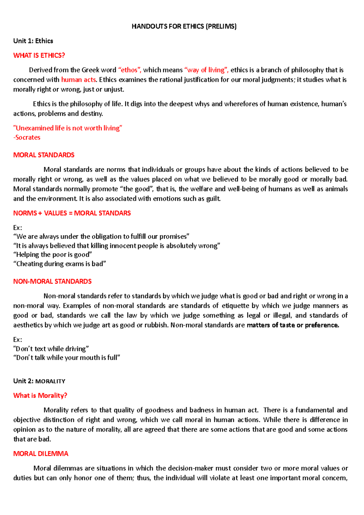Handouts-FOR- Ethics - Files - HANDOUTS FOR ETHICS (PRELIMS) Unit 1 ...
