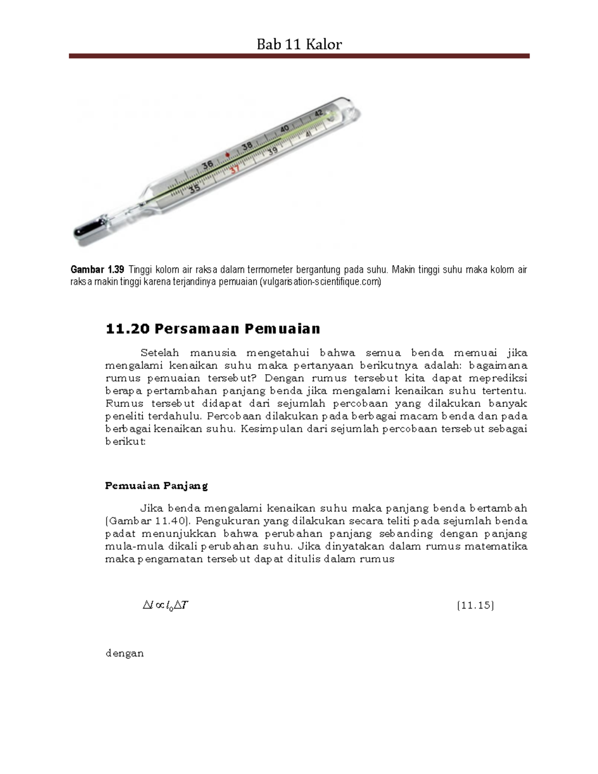 Catatan Fisika (47) - Gambar 1 Tinggi kolom air raksa dalam termometer ...